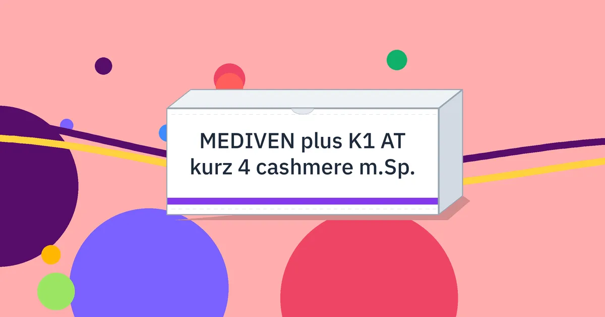 Symbolbild: Packung mit der Aufschrift MEDIVEN plus K1 AT kurz 4 cashmere m.Sp. (PZN 15026436) – Verfügbarkeit und Bezug in Apotheken in Frankfurt am Main