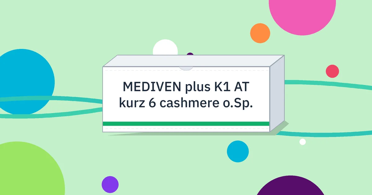 Symbolbild: Packung mit der Aufschrift MEDIVEN plus K1 AT kurz 6 cashmere o.Sp. (PZN 15026382) – Verfügbarkeit und Bezug in Apotheken in Frankfurt am Main