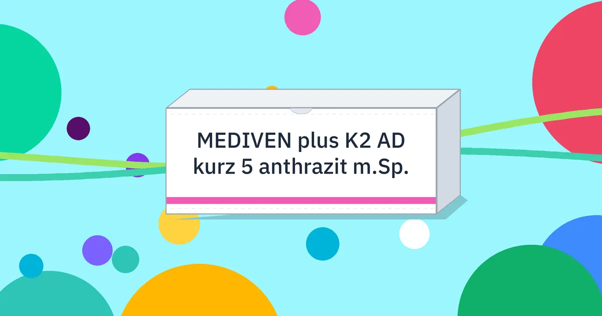 Symbolbild: Packung mit der Aufschrift MEDIVEN plus K2 AD kurz 5 anthrazit m.Sp. (PZN 15096632) – Verfügbarkeit und Bezug in Apotheken in Frankfurt am Main