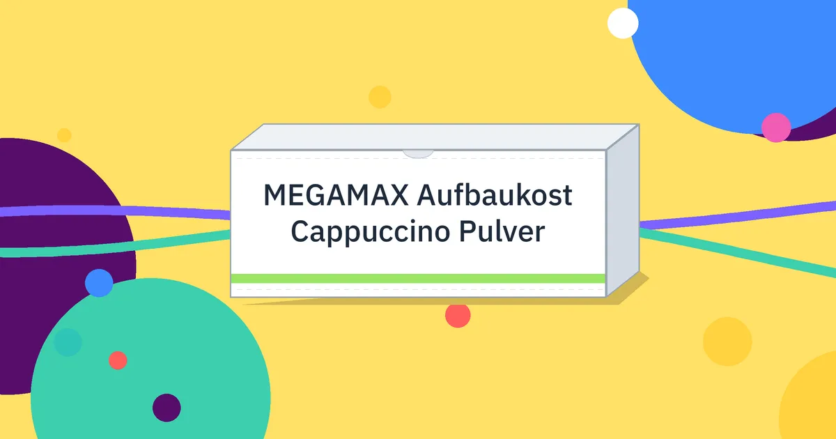 Symbolbild: Packung mit der Aufschrift MEGAMAX Aufbaukost Cappuccino Pulver (PZN 17670578) – Verfügbarkeit und Bezug in Apotheken in Frankfurt am Main