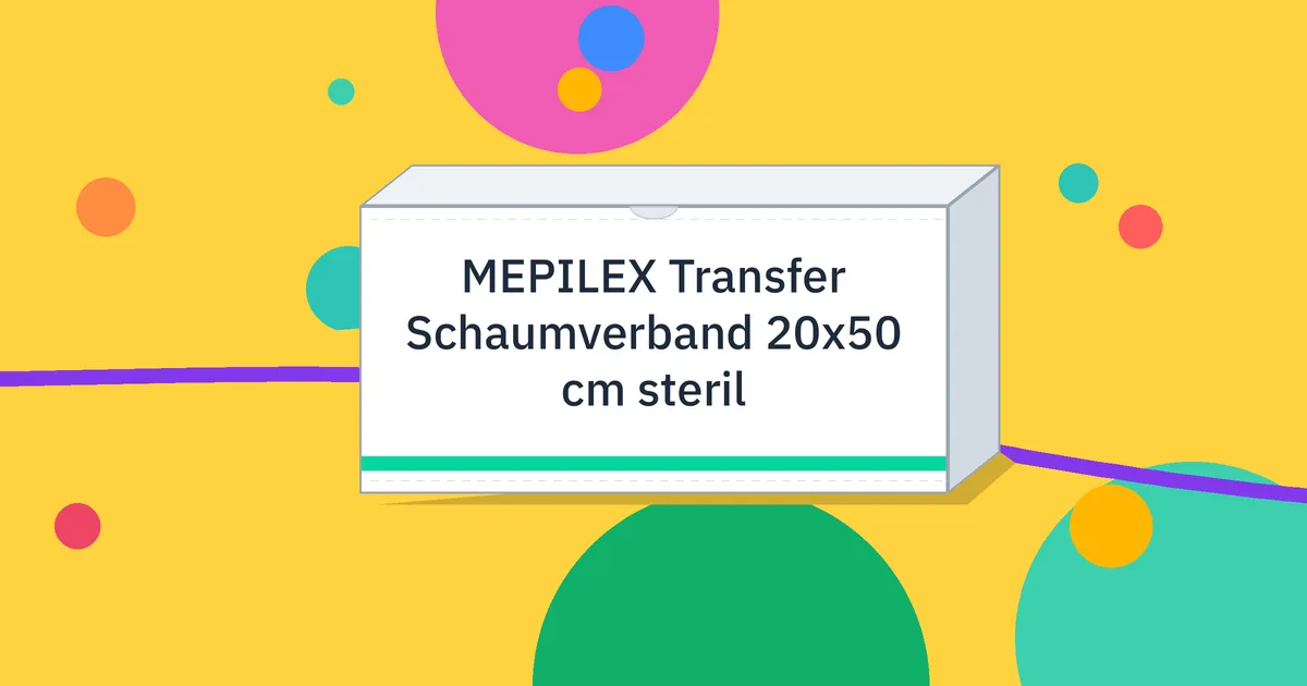 Symbolbild: Packung mit der Aufschrift MEPILEX Transfer Schaumverband 20x50 cm steril (PZN 18052256) – Verfügbarkeit und Bezug in Apotheken in Frankfurt am Main