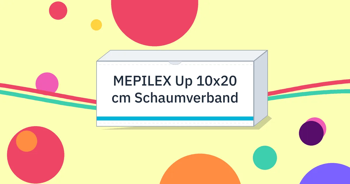 Symbolbild: Packung mit der Aufschrift MEPILEX Up 10x20 cm Schaumverband (PZN 20051040) – Verfügbarkeit und Bezug in Apotheken in Frankfurt am Main