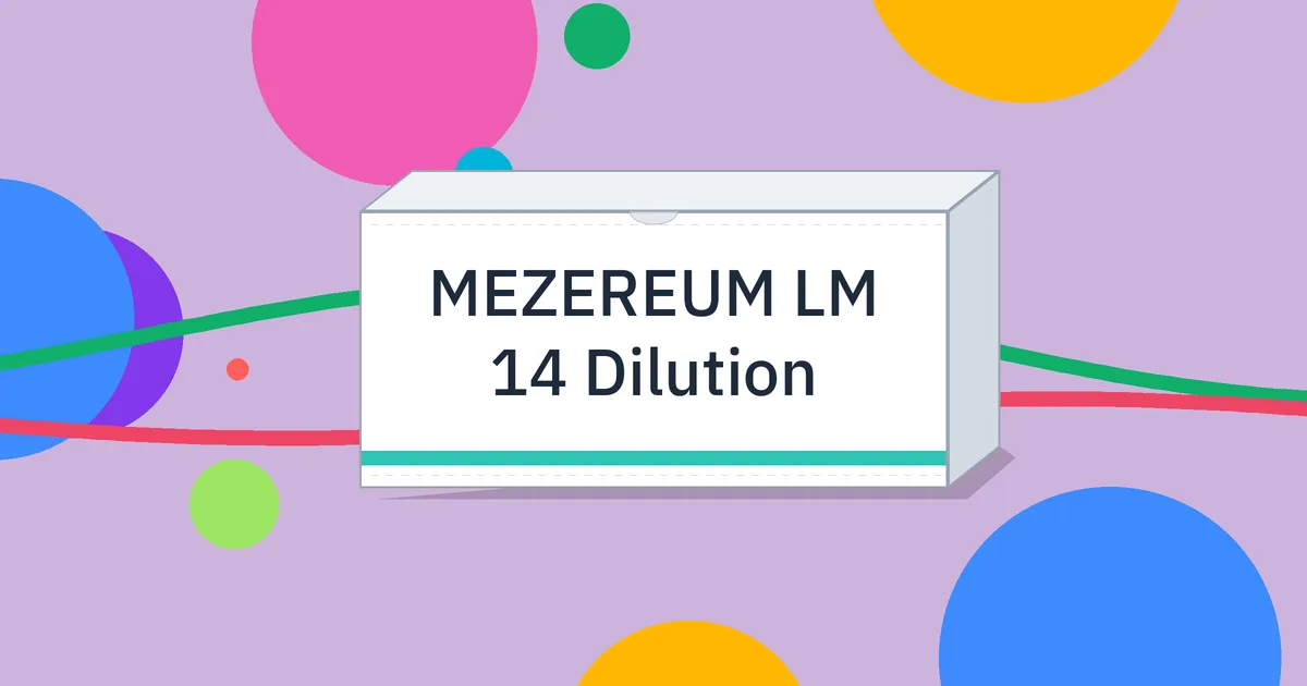 Symbolbild: Packung mit der Aufschrift MEZEREUM LM 14 Dilution (PZN 12956212) – Verfügbarkeit und Bezug in Apotheken in Frankfurt am Main