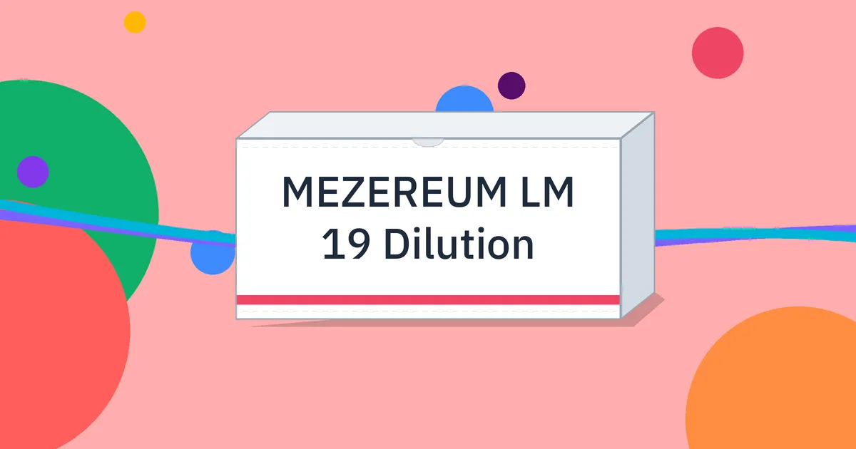 Symbolbild: Packung mit der Aufschrift MEZEREUM LM 19 Dilution (PZN 12956270) – Verfügbarkeit und Bezug in Apotheken in Frankfurt am Main