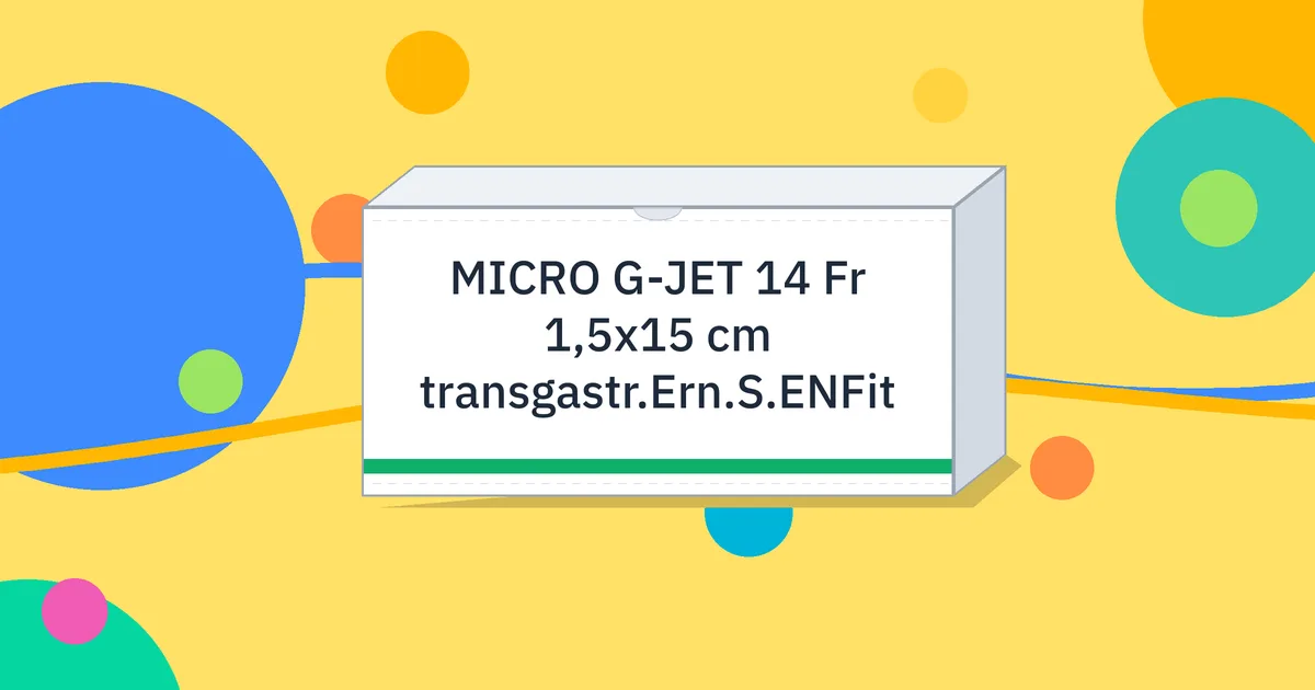 Symbolbild: Packung mit der Aufschrift MICRO G-JET 14 Fr 1,5x15 cm transgastr.Ern.S.ENFit (PZN 17818153) – Verfügbarkeit und Bezug in Apotheken in Frankfurt am Main