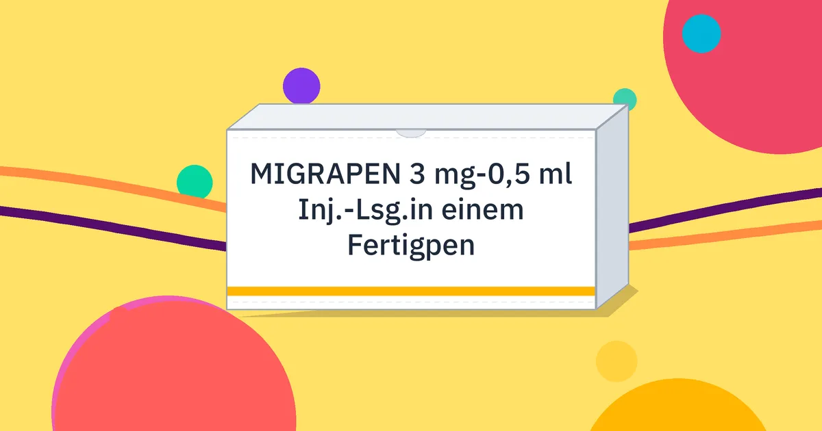 Symbolbild: Packung mit der Aufschrift MIGRAPEN 3 mg-0,5 ml Inj.-Lsg.in einem Fertigpen (PZN 16507474) – Verfügbarkeit und Bezug in Apotheken in Frankfurt am Main