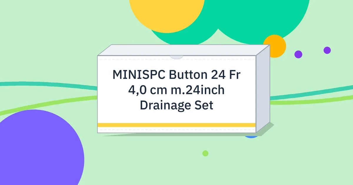 Symbolbild: Packung mit der Aufschrift MINISPC Button 24 Fr 4,0 cm m.24inch Drainage Set (PZN 20822566) – Verfügbarkeit und Bezug in Apotheken in Frankfurt am Main