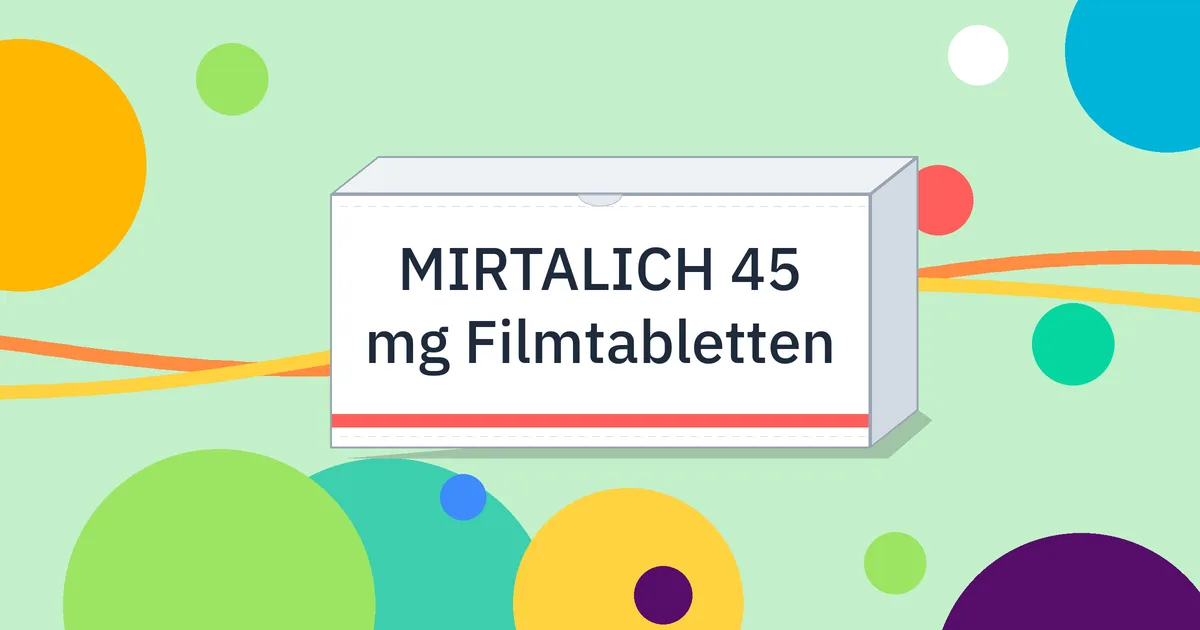 Symbolbild: Packung mit der Aufschrift MIRTALICH 45 mg Filmtabletten (PZN 02817716) – Verfügbarkeit und Bezug in Apotheken in Frankfurt am Main