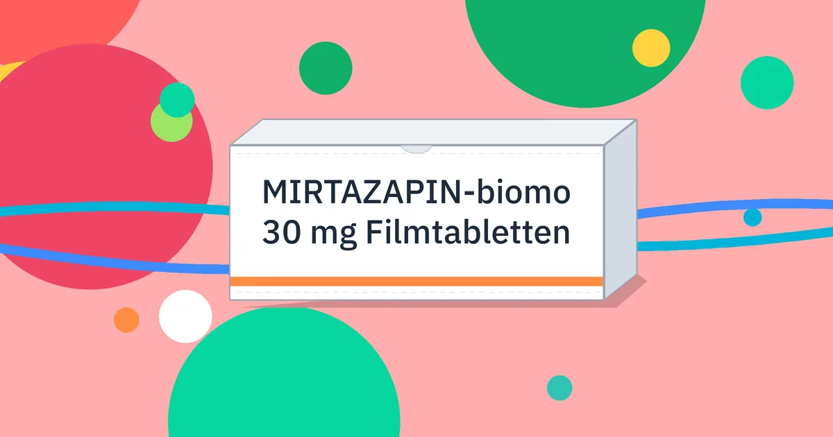 Symbolbild: Packung mit der Aufschrift MIRTAZAPIN-biomo 30 mg Filmtabletten (PZN 03045776) – Verfügbarkeit und Bezug in Apotheken in Frankfurt am Main