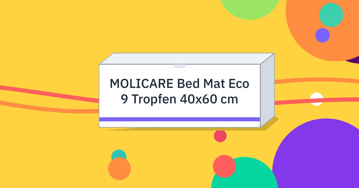 Symbolbild: Packung mit der Aufschrift MOLICARE Bed Mat Eco 9 Tropfen 40x60 cm (PZN 16136983) – Verfügbarkeit und Bezug in Apotheken in Frankfurt am Main