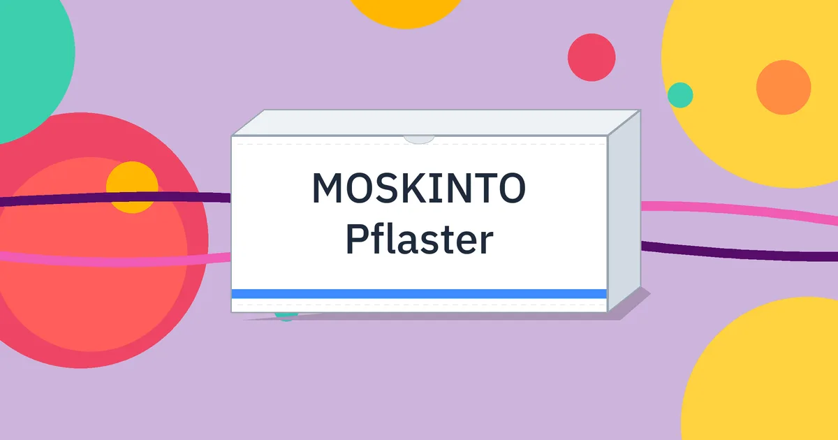Symbolbild: Packung mit der Aufschrift MOSKINTO Pflaster (PZN 12357960) – Verfügbarkeit und Bezug in Apotheken in Frankfurt am Main