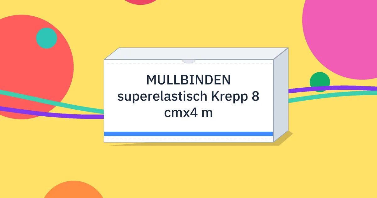 Symbolbild: Packung mit der Aufschrift MULLBINDEN superelastisch Krepp 8 cmx4 m (PZN 01653738) – Verfügbarkeit und Bezug in Apotheken in Frankfurt am Main