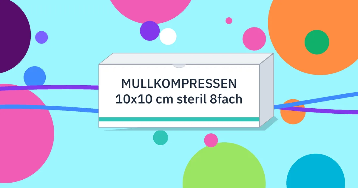 Symbolbild: Packung mit der Aufschrift MULLKOMPRESSEN 10x10 cm steril 8fach (PZN 12348949) – Verfügbarkeit und Bezug in Apotheken in Frankfurt am Main