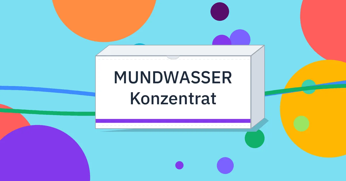 Symbolbild: Packung mit der Aufschrift MUNDWASSER Konzentrat (PZN 04084436) – Verfügbarkeit und Bezug in Apotheken in Frankfurt am Main