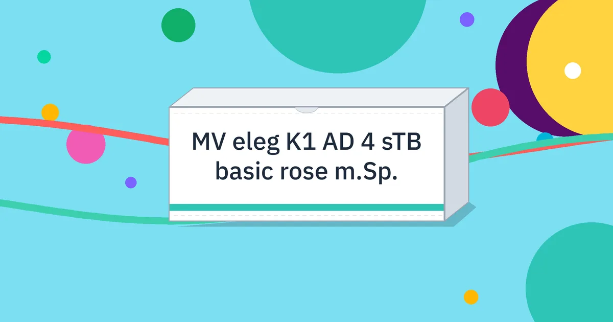Symbolbild: Packung mit der Aufschrift MV eleg K1 AD 4 sTB basic rose m.Sp. (PZN 14685906) – Verfügbarkeit und Bezug in Apotheken in Frankfurt am Main