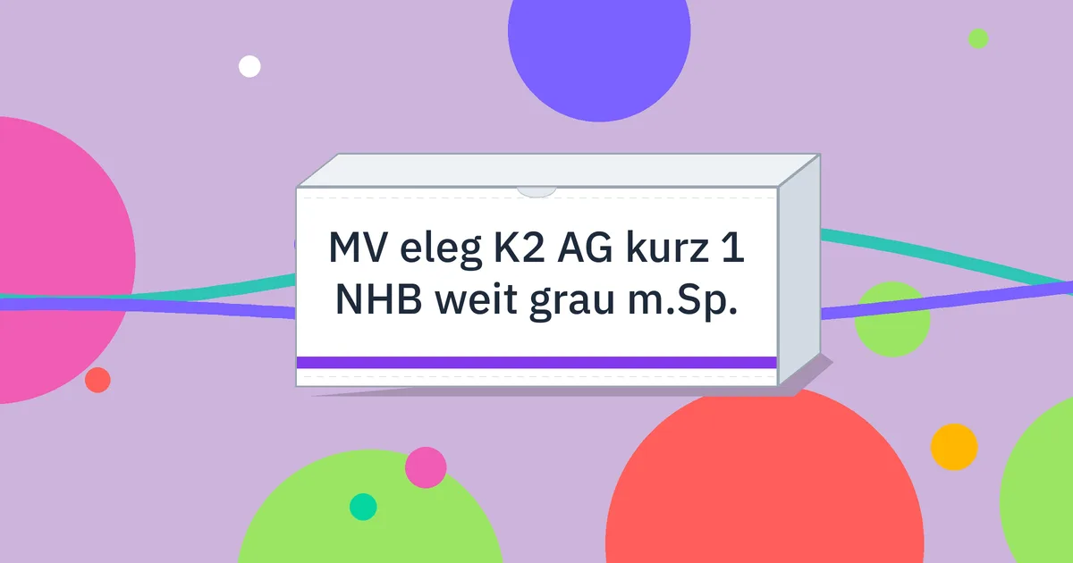 Symbolbild: Packung mit der Aufschrift MV eleg K2 AG kurz 1 NHB weit grau m.Sp. (PZN 18925046) – Verfügbarkeit und Bezug in Apotheken in Frankfurt am Main