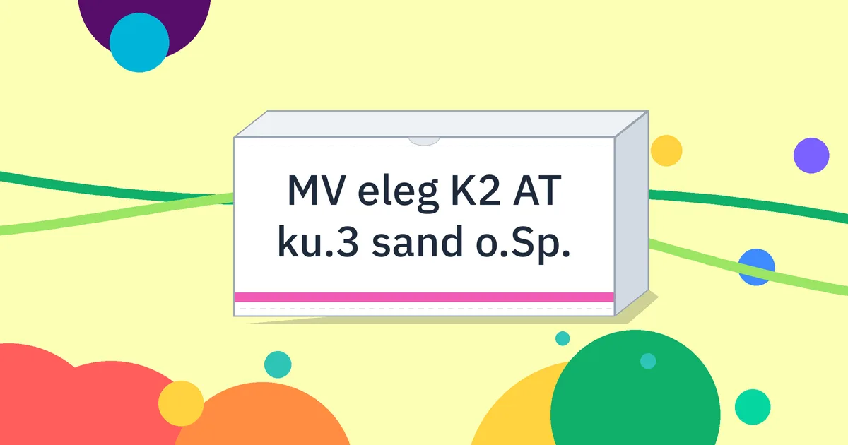 Symbolbild: Packung mit der Aufschrift MV eleg K2 AT ku.3 sand o.Sp. (PZN 18923142) – Verfügbarkeit und Bezug in Apotheken in Frankfurt am Main