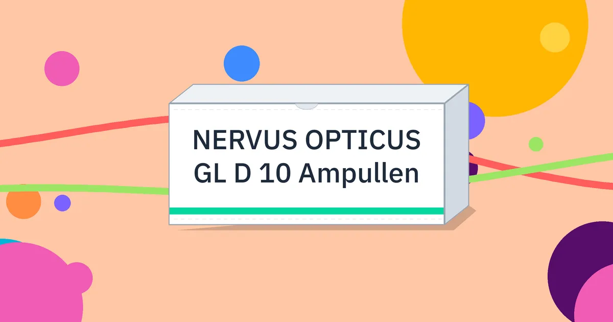 Symbolbild: Packung mit der Aufschrift NERVUS OPTICUS GL D 10 Ampullen (PZN 03355229) – Verfügbarkeit und Bezug in Apotheken in Frankfurt am Main
