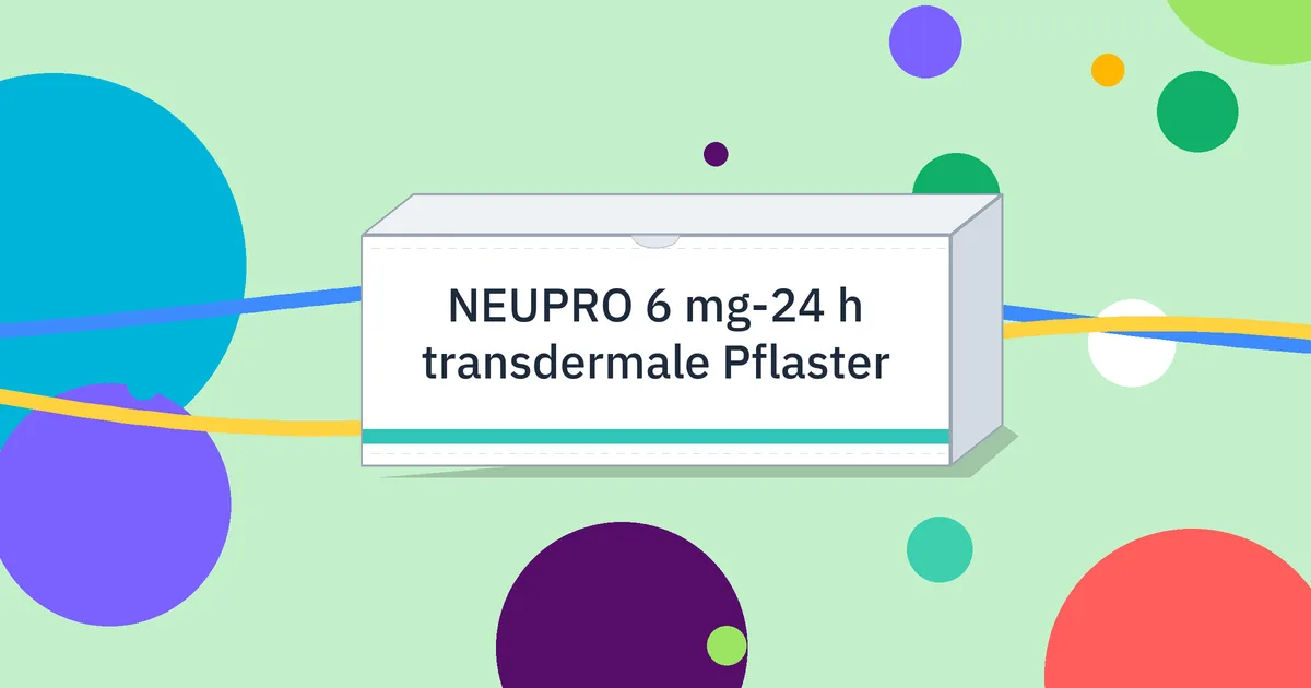Symbolbild: Packung mit der Aufschrift NEUPRO 6 mg-24 h transdermale Pflaster (PZN 10552373) – Verfügbarkeit und Bezug in Apotheken in Frankfurt am Main
