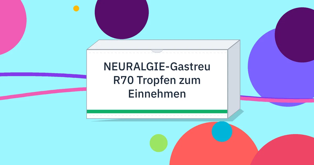 Symbolbild: Packung mit der Aufschrift NEURALGIE-Gastreu R70 Tropfen zum Einnehmen (PZN 01374234) – Verfügbarkeit und Bezug in Apotheken in Frankfurt am Main
