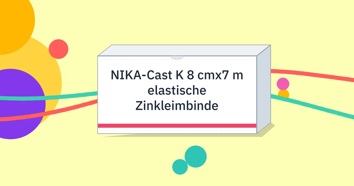 Symbolbild: Packung mit der Aufschrift NIKA-Cast K 8 cmx7 m elastische Zinkleimbinde (PZN 10320208) – Verfügbarkeit und Bezug in Apotheken in Frankfurt am Main