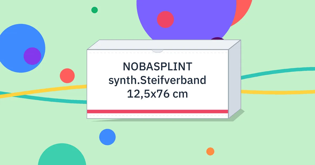 Symbolbild: Packung mit der Aufschrift NOBASPLINT synth.Steifverband 12,5x76 cm (PZN 02156829) – Verfügbarkeit und Bezug in Apotheken in Frankfurt am Main