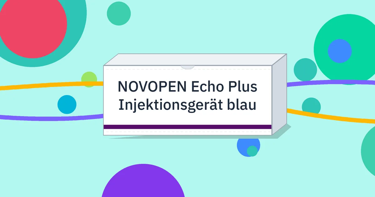 Symbolbild: Packung mit der Aufschrift NOVOPEN Echo Plus Injektionsgerät blau (PZN 14412373) – Verfügbarkeit und Bezug in Apotheken in Frankfurt am Main
