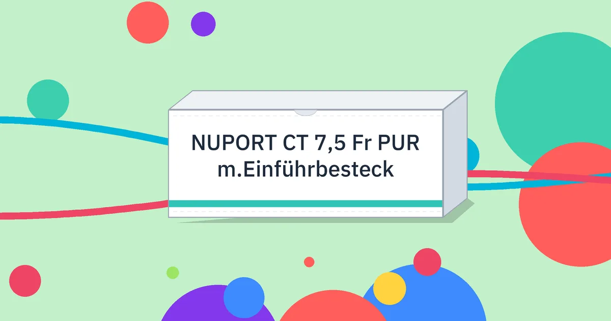 Symbolbild: Packung mit der Aufschrift NUPORT CT 7,5 Fr PUR m.Einführbesteck (PZN 07653863) – Verfügbarkeit und Bezug in Apotheken in Frankfurt am Main