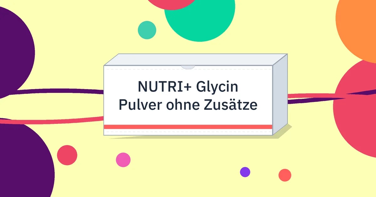 Symbolbild: Packung mit der Aufschrift NUTRI+ Glycin Pulver ohne Zusätze (PZN 19667787) – Verfügbarkeit und Bezug in Apotheken in Frankfurt am Main