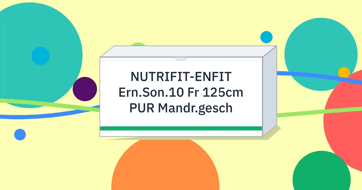 Symbolbild: Packung mit der Aufschrift NUTRIFIT-ENFIT Ern.Son.10 Fr 125cm PUR Mandr.gesch (PZN 14174146) – Verfügbarkeit und Bezug in Apotheken in Frankfurt am Main