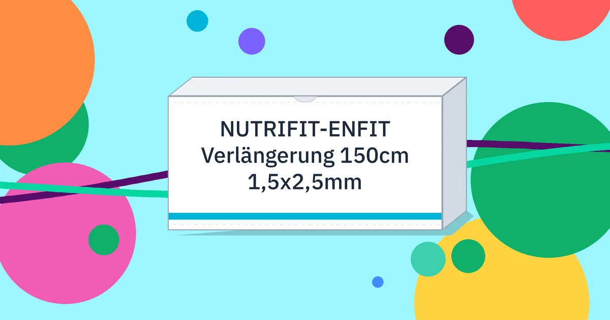 Symbolbild: Packung mit der Aufschrift NUTRIFIT-ENFIT Verlängerung 150cm 1,5x2,5mm (PZN 14174413) – Verfügbarkeit und Bezug in Apotheken in Frankfurt am Main