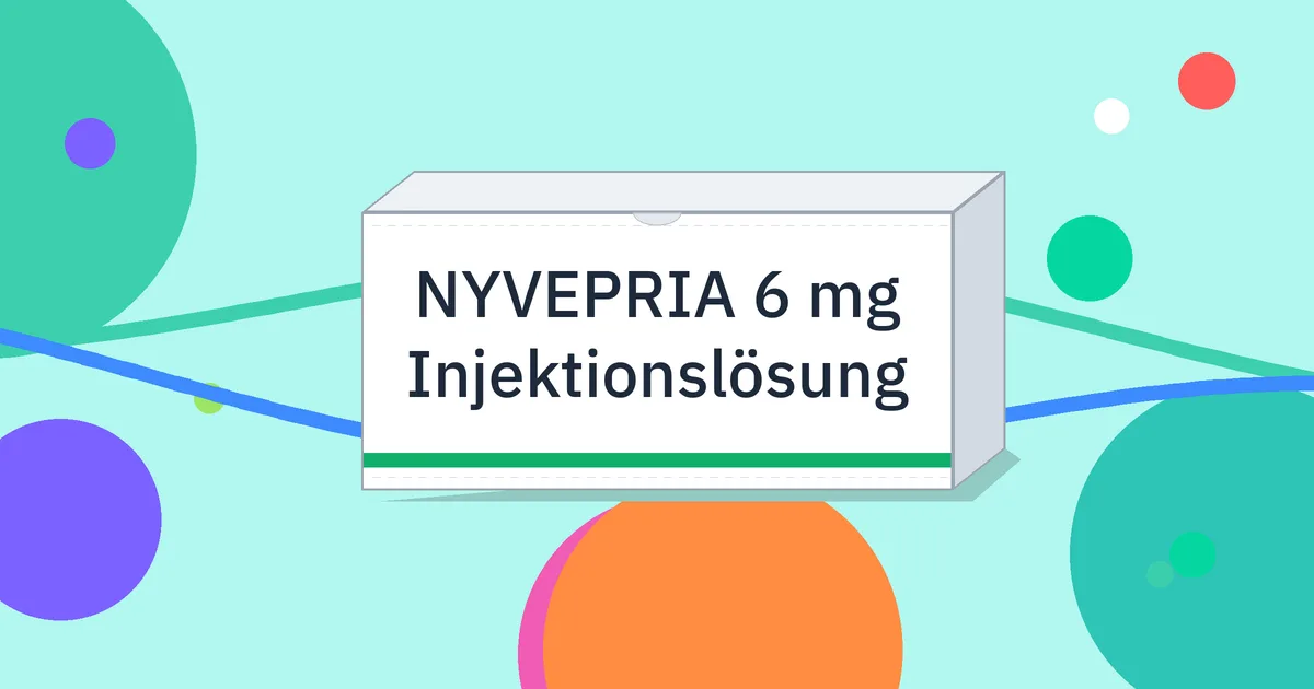 Symbolbild: Packung mit der Aufschrift NYVEPRIA 6 mg Injektionslösung (PZN 17562771) – Verfügbarkeit und Bezug in Apotheken in Frankfurt am Main