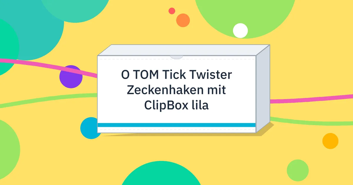 Symbolbild: Packung mit der Aufschrift O TOM Tick Twister Zeckenhaken mit ClipBox lila (PZN 14227026) – Verfügbarkeit und Bezug in Apotheken in Frankfurt am Main