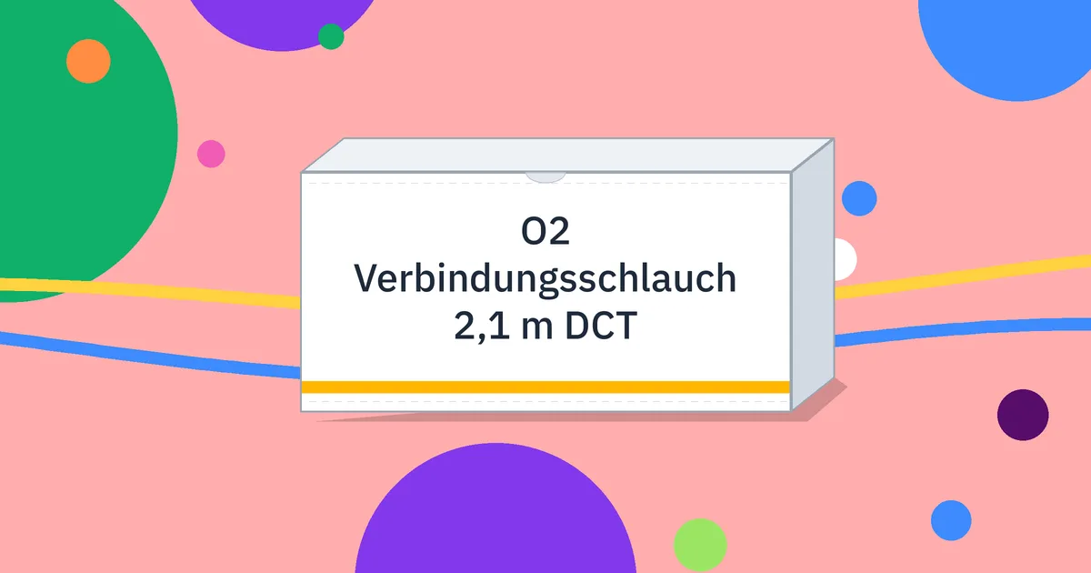 Symbolbild: Packung mit der Aufschrift O2 Verbindungsschlauch 2,1 m DCT (PZN 02757902) – Verfügbarkeit und Bezug in Apotheken in Frankfurt am Main