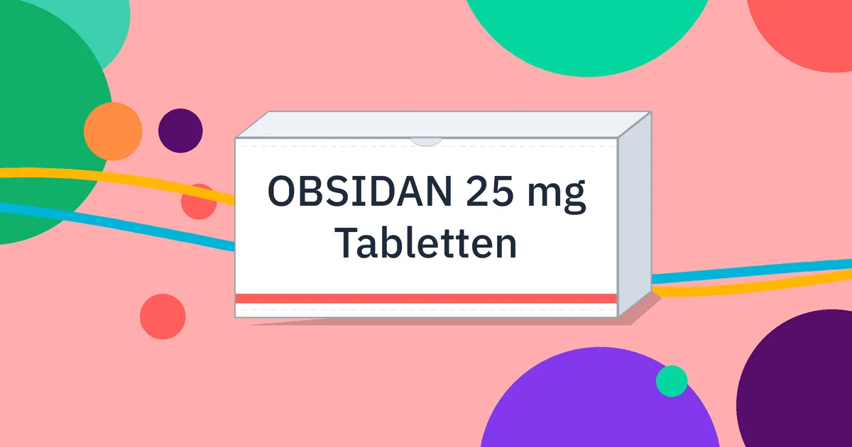 Symbolbild: Packung mit der Aufschrift OBSIDAN 25 mg Tabletten (PZN 04266924) – Verfügbarkeit und Bezug in Apotheken in Frankfurt am Main