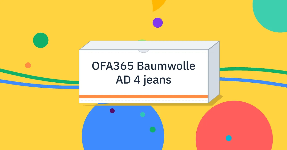 Symbolbild: Packung mit der Aufschrift OFA365 Baumwolle AD 4 jeans (PZN 16723835) – Verfügbarkeit und Bezug in Apotheken in Frankfurt am Main