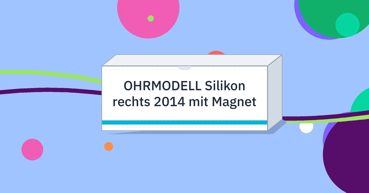 Symbolbild: Packung mit der Aufschrift OHRMODELL Silikon rechts 2014 mit Magnet (PZN 17244083) – Verfügbarkeit und Bezug in Apotheken in Frankfurt am Main