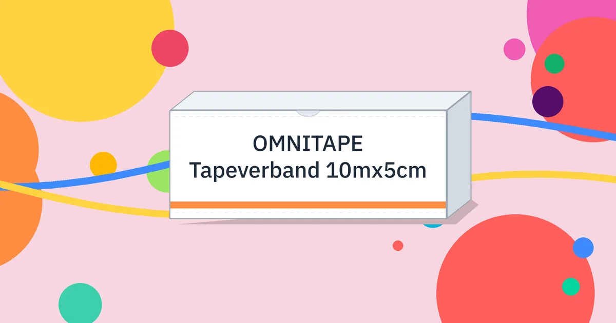 Symbolbild: Packung mit der Aufschrift OMNITAPE Tapeverband 10mx5cm (PZN 00696496) – Verfügbarkeit und Bezug in Apotheken in Frankfurt am Main