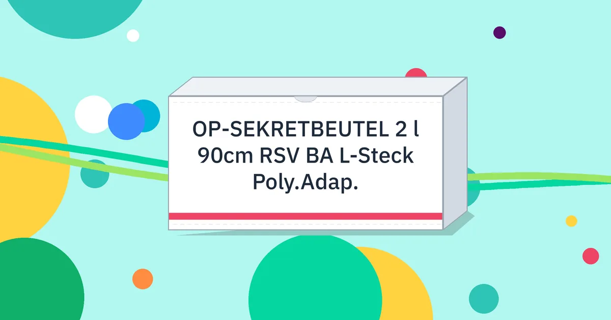 Symbolbild: Packung mit der Aufschrift OP-SEKRETBEUTEL 2 l 90cm RSV BA L-Steck Poly.Adap. (PZN 17488371) – Verfügbarkeit und Bezug in Apotheken in Frankfurt am Main