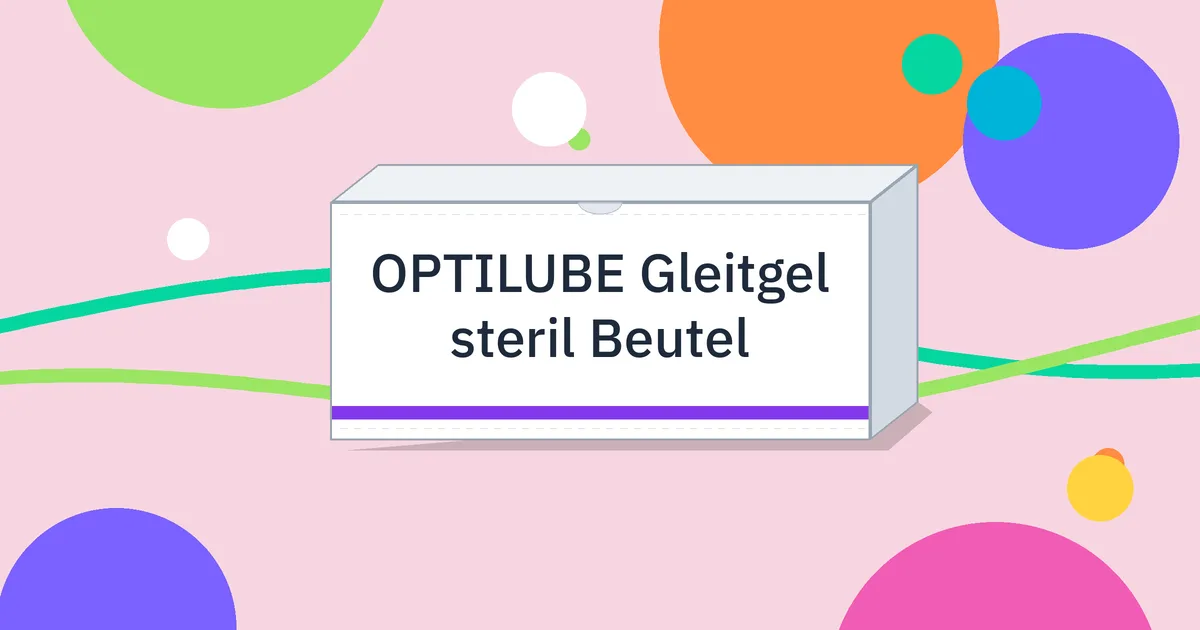 Symbolbild: Packung mit der Aufschrift OPTILUBE Gleitgel steril Beutel (PZN 08720840) – Verfügbarkeit und Bezug in Apotheken in Frankfurt am Main