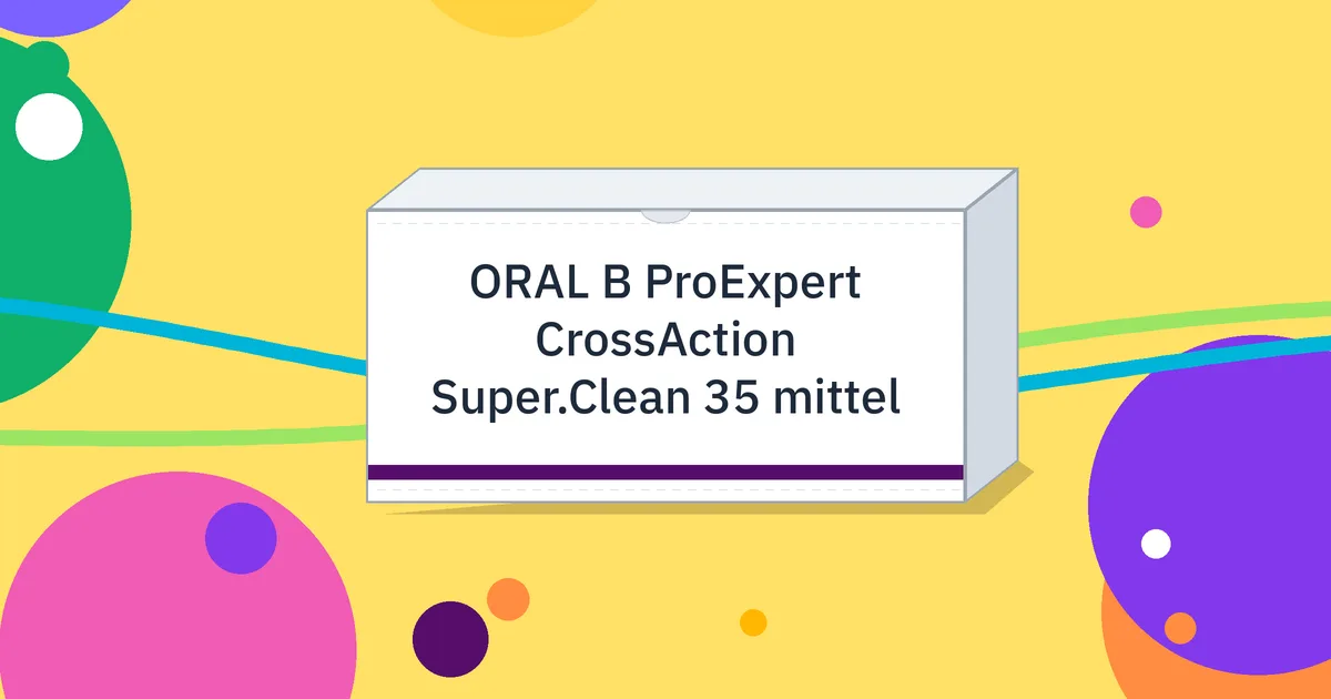 Symbolbild: Packung mit der Aufschrift ORAL B ProExpert CrossAction Super.Clean 35 mittel (PZN 06474940) – Verfügbarkeit und Bezug in Apotheken in Frankfurt am Main
