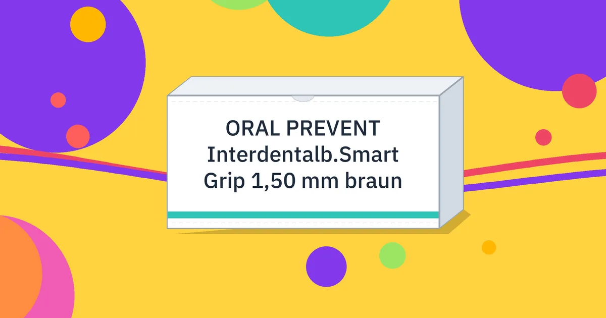 Symbolbild: Packung mit der Aufschrift ORAL PREVENT Interdentalb.Smart Grip 1,50 mm braun (PZN 10216646) – Verfügbarkeit und Bezug in Apotheken in Frankfurt am Main