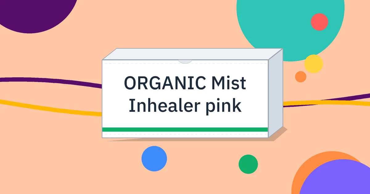 Symbolbild: Packung mit der Aufschrift ORGANIC Mist Inhealer pink (PZN 18907485) – Verfügbarkeit und Bezug in Apotheken in Frankfurt am Main