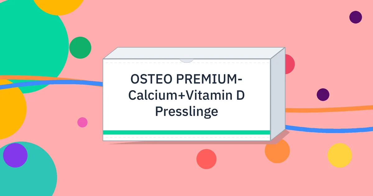 Symbolbild: Packung mit der Aufschrift OSTEO PREMIUM-Calcium+Vitamin D Presslinge (PZN 15248042) – Verfügbarkeit und Bezug in Apotheken in Frankfurt am Main