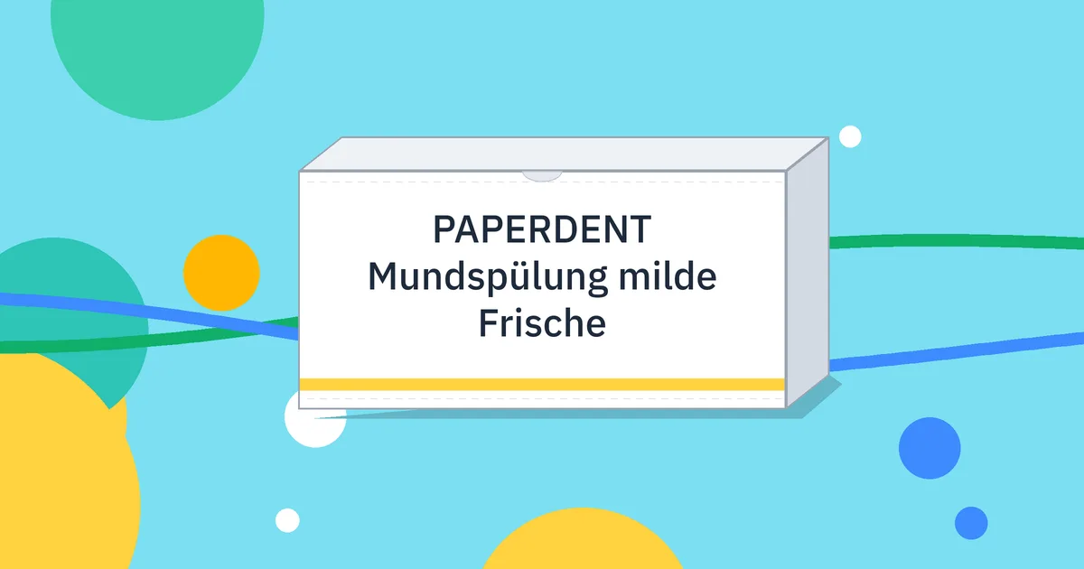 Symbolbild: Packung mit der Aufschrift PAPERDENT Mundspülung milde Frische (PZN 18886435) – Verfügbarkeit und Bezug in Apotheken in Frankfurt am Main