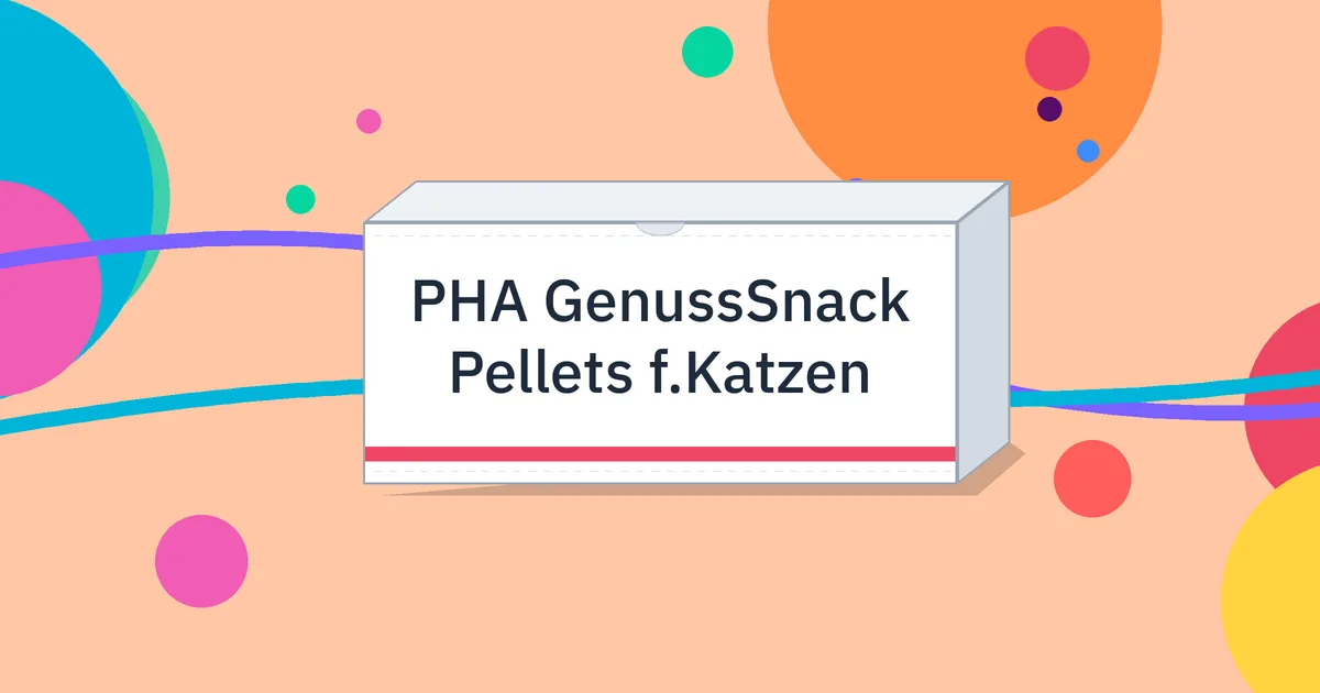 Symbolbild: Packung mit der Aufschrift PHA GenussSnack Pellets f.Katzen (PZN 13234886) – Verfügbarkeit und Bezug in Apotheken in Frankfurt am Main