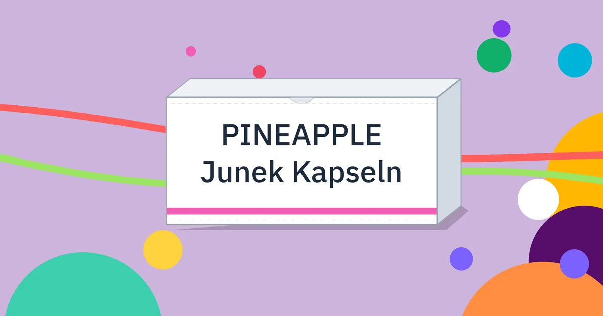 Symbolbild: Packung mit der Aufschrift PINEAPPLE Junek Kapseln (PZN 02574679) – Verfügbarkeit und Bezug in Apotheken in Frankfurt am Main