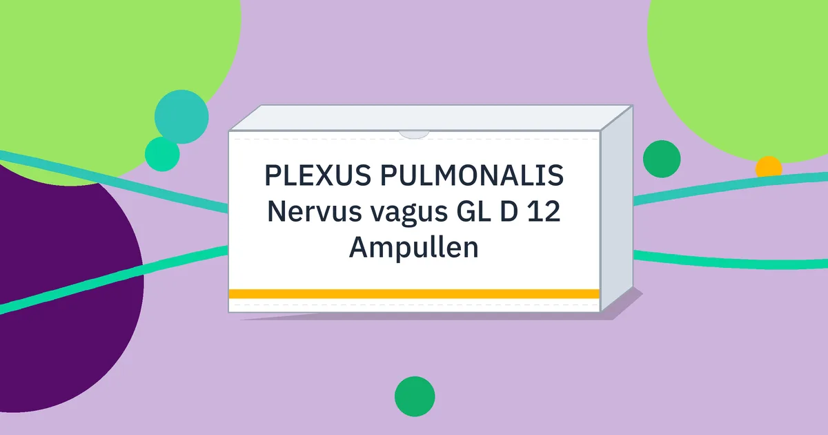 Symbolbild: Packung mit der Aufschrift PLEXUS PULMONALIS Nervus vagus GL D 12 Ampullen (PZN 02952383) – Verfügbarkeit und Bezug in Apotheken in Frankfurt am Main