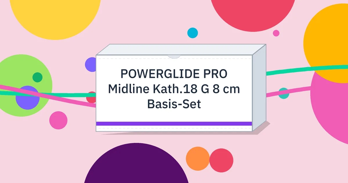 Symbolbild: Packung mit der Aufschrift POWERGLIDE PRO Midline Kath.18 G 8 cm Basis-Set (PZN 17151140) – Verfügbarkeit und Bezug in Apotheken in Frankfurt am Main