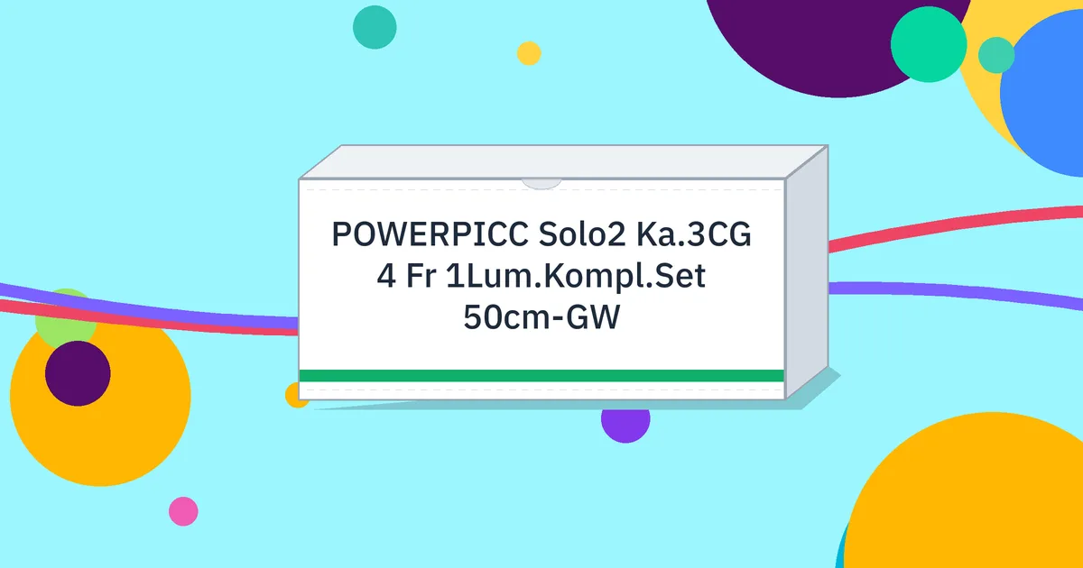Symbolbild: Packung mit der Aufschrift POWERPICC Solo2 Ka.3CG 4 Fr 1Lum.Kompl.Set 50cm-GW (PZN 12398657) – Verfügbarkeit und Bezug in Apotheken in Frankfurt am Main